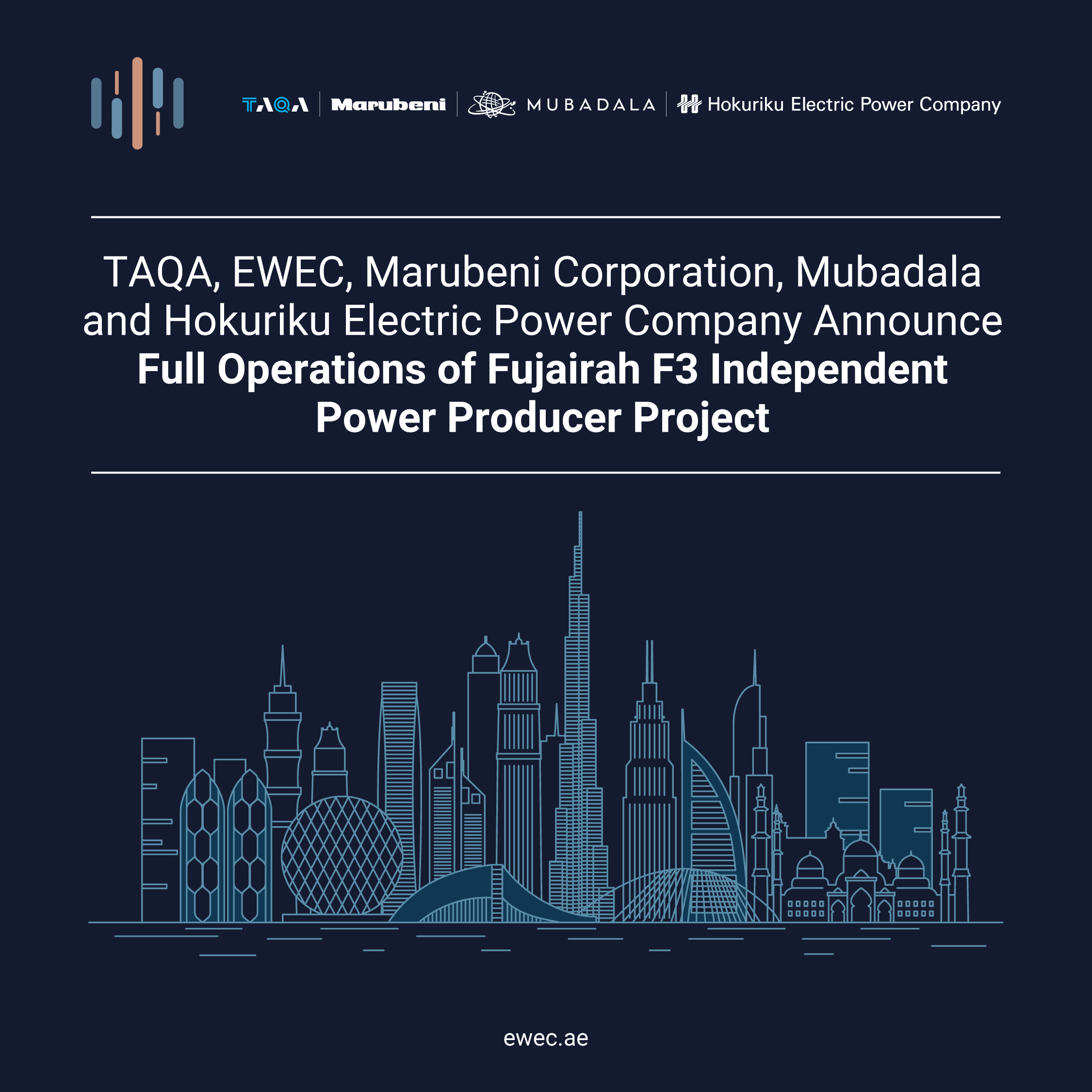 EWEC supplies power and water to the Abu Dhabi region.