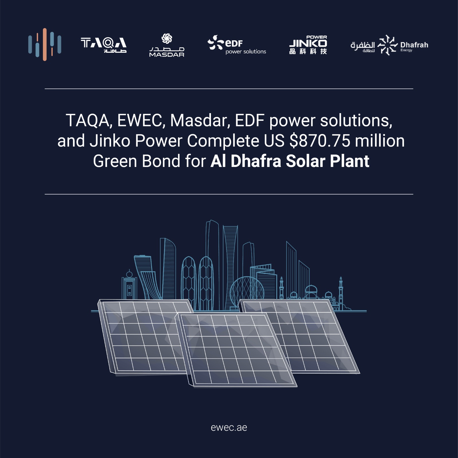 TAQA, EWEC, Masdar, EDF power solutions, and Jinko Power Complete US ...